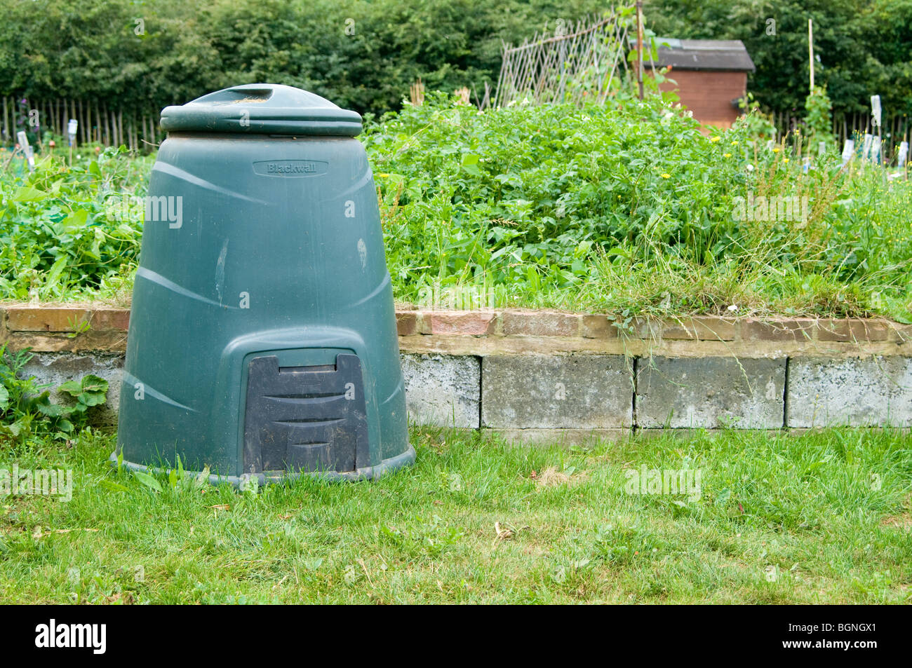 Compost (recycle) bin on an allotment plot Stock Photo - Alamy