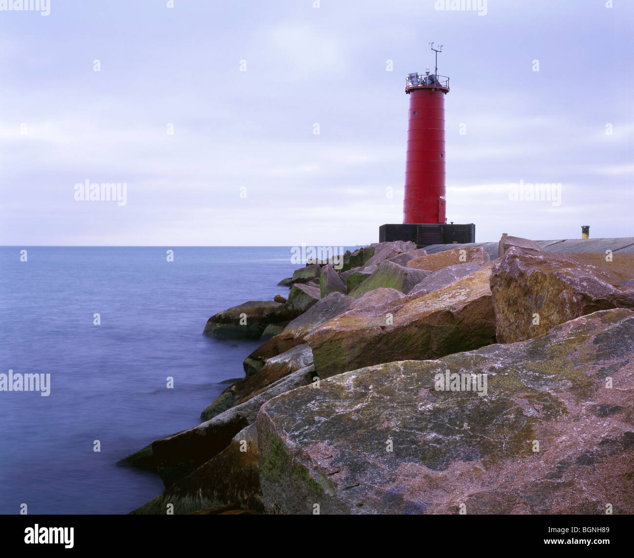 WISCONSIN - Sheboygan Breakwater Lighthouse on Lake Michigan Stock ...