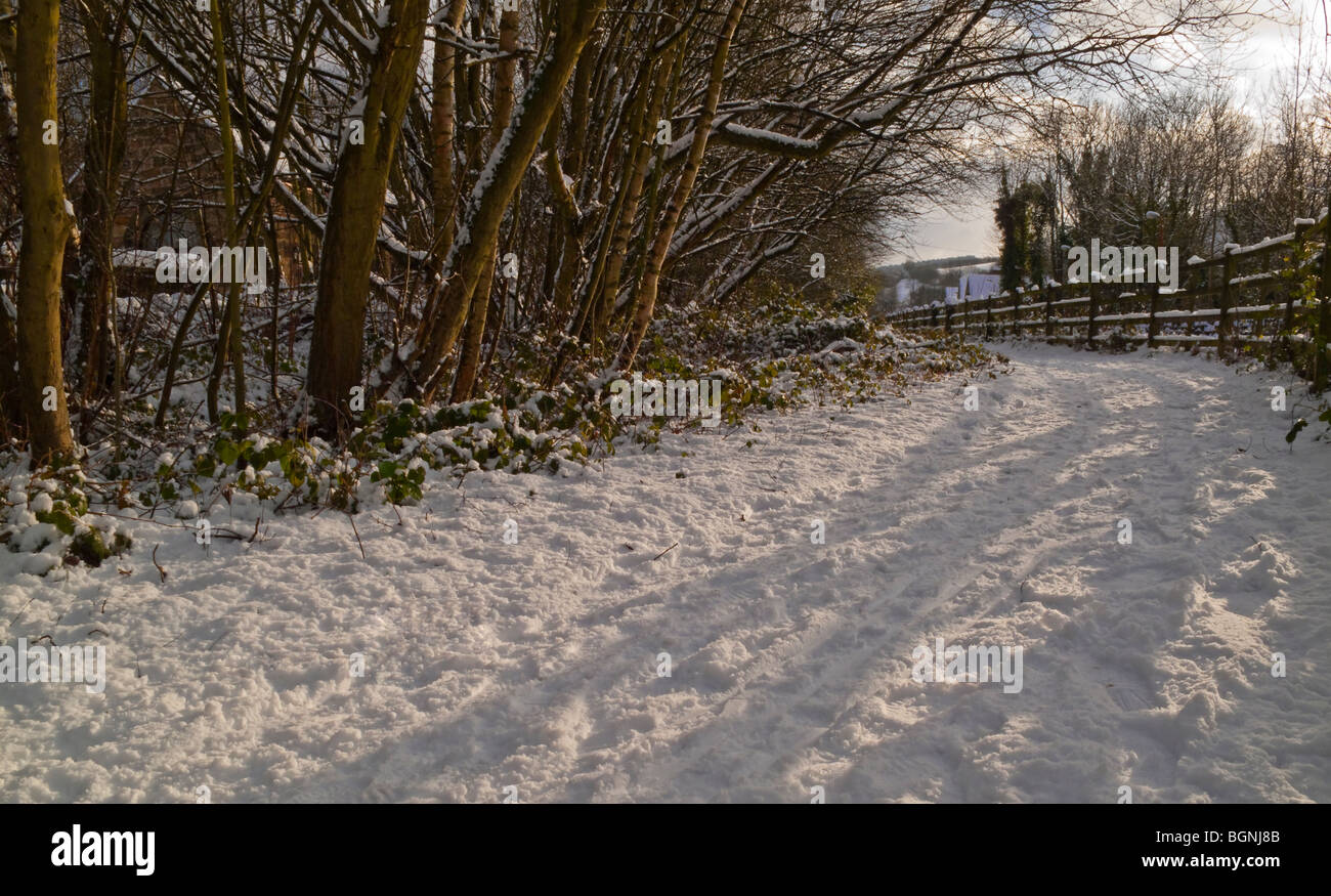 Snow scene at Matlock Bath in Derbyshire UK during the harsh winter ...