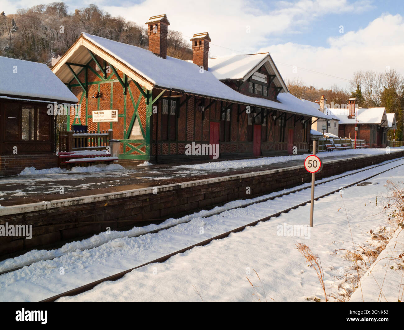 Matlock Bath railway station in the Derbyshire Peak District England ...
