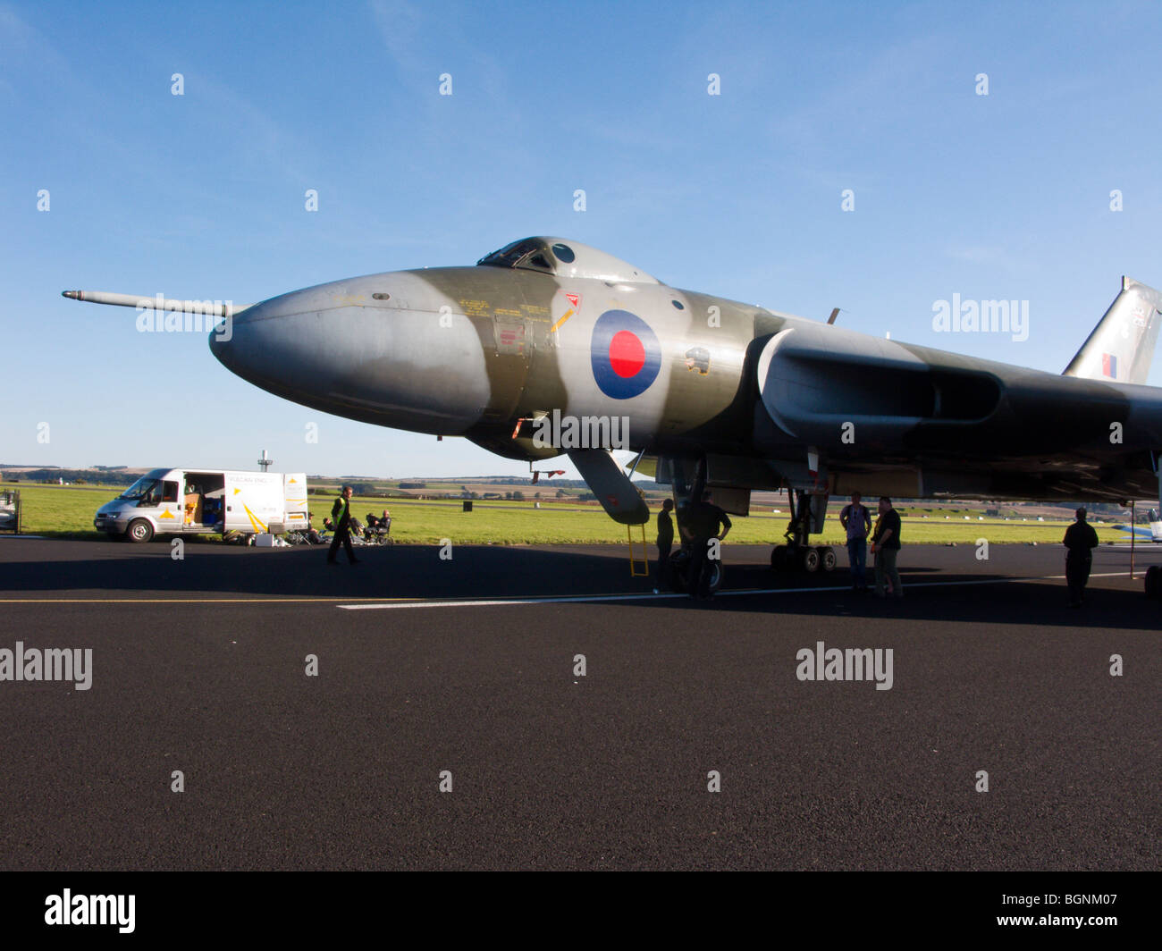 Vulcan bomber XH558 being prepared for flight at RAF Leuchars Airshow ...