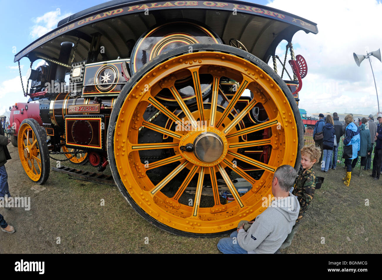 Fish eye view of a Showmans steam engine at the Great Dorset Steam Fair ...