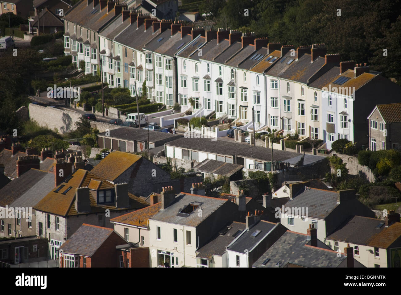 a high level view of houses in a village or town Stock Photo - Alamy
