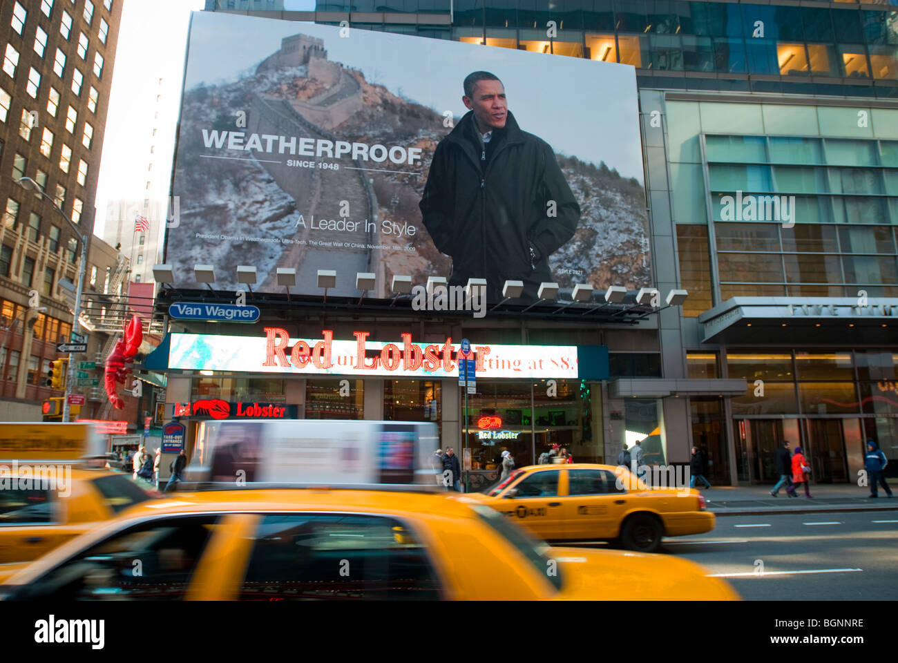 A billboard in Times Square in New York featuring U.S. President Barack ...