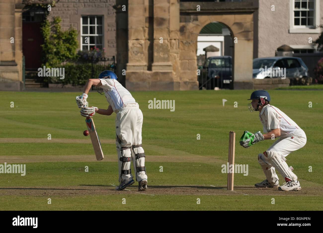 An Under-15s Scottish cricket match in Kelso, Scottish Borders, held in ...