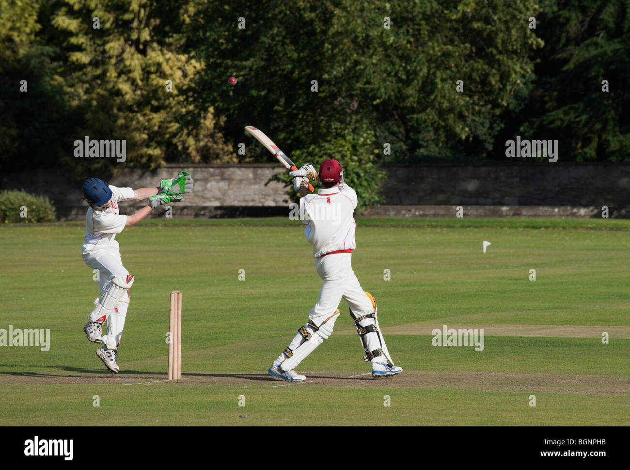 An Under-15s Scottish cricket match in Kelso, Scottish Borders, held in ...