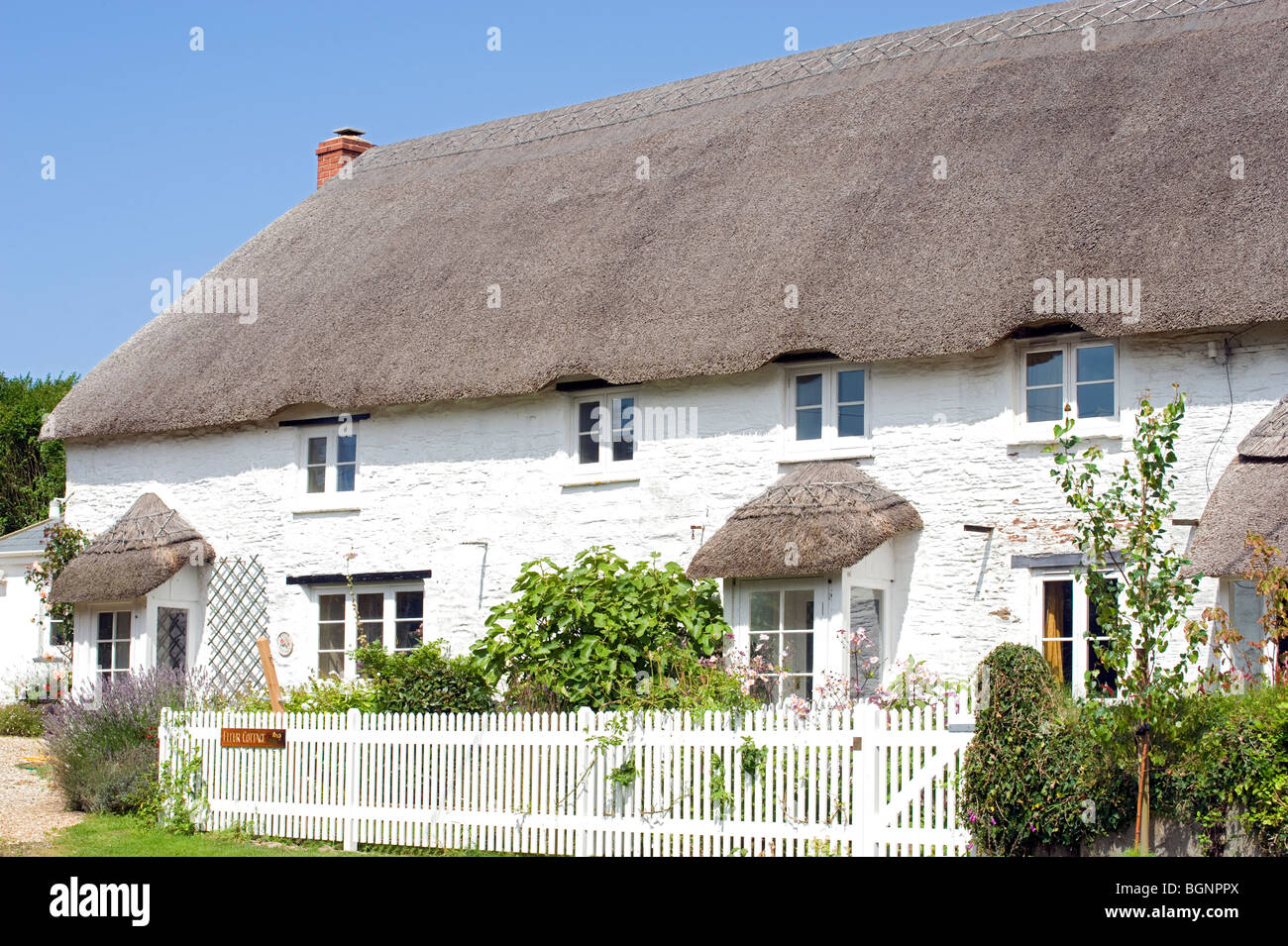 A thatched cottage called "Fleur Cottage"in Churchstow,Devon, England ...