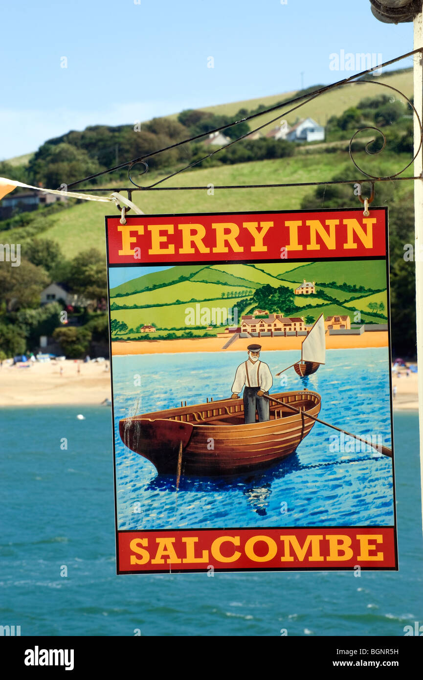The Ferry Inn sign at Salcombe which shows scenery similar to the ...