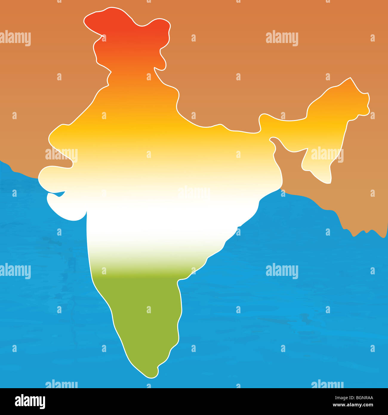 outline map of india in tri colors Stock Photo - Alamy