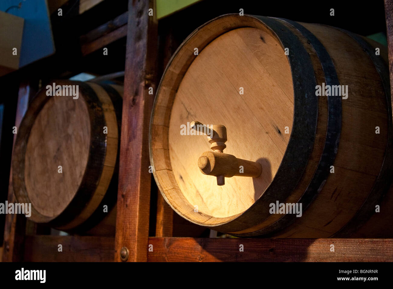 Vinegar in wooden barrels Stock Photo - Alamy