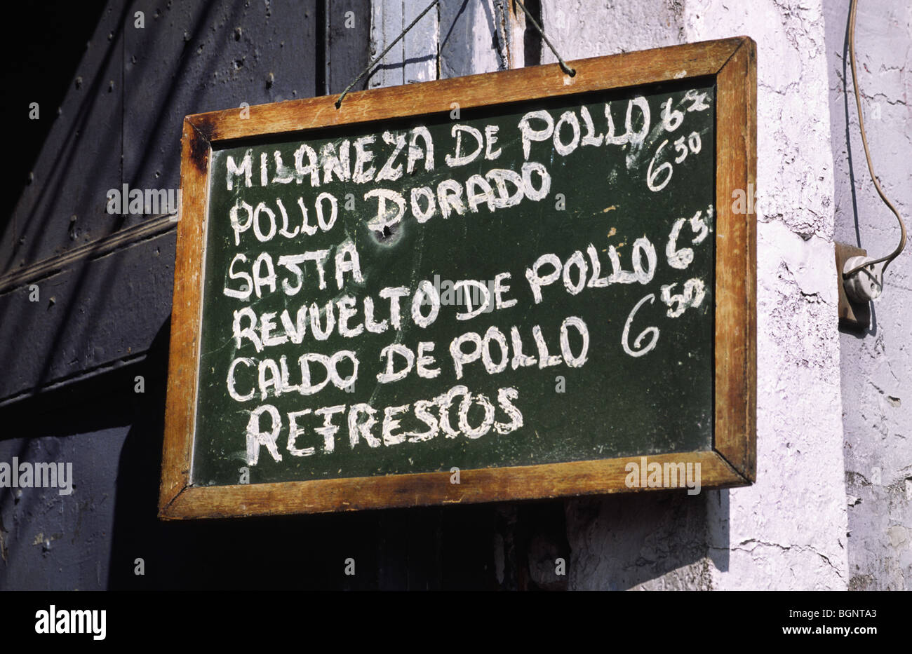 Menu outside restaurant. La Paz, Bolivia Stock Photo - Alamy