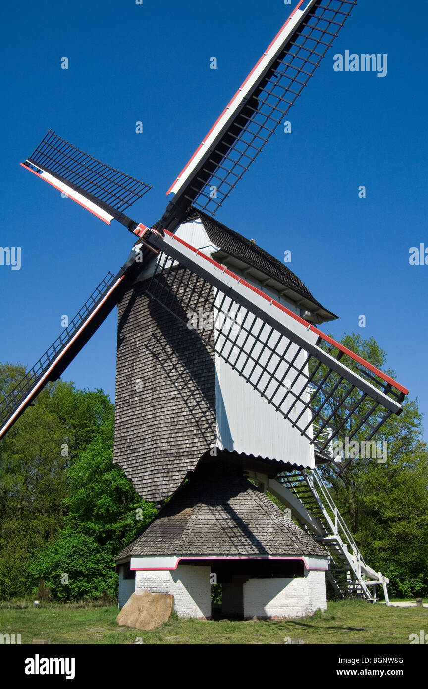 The wooden Standerd windmill at the open air museum Bokrijk, Belgium ...
