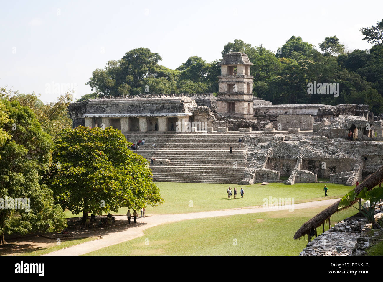 The Palace, Palenque Archaeological Site, Chiapas Mexico Stock Photo ...