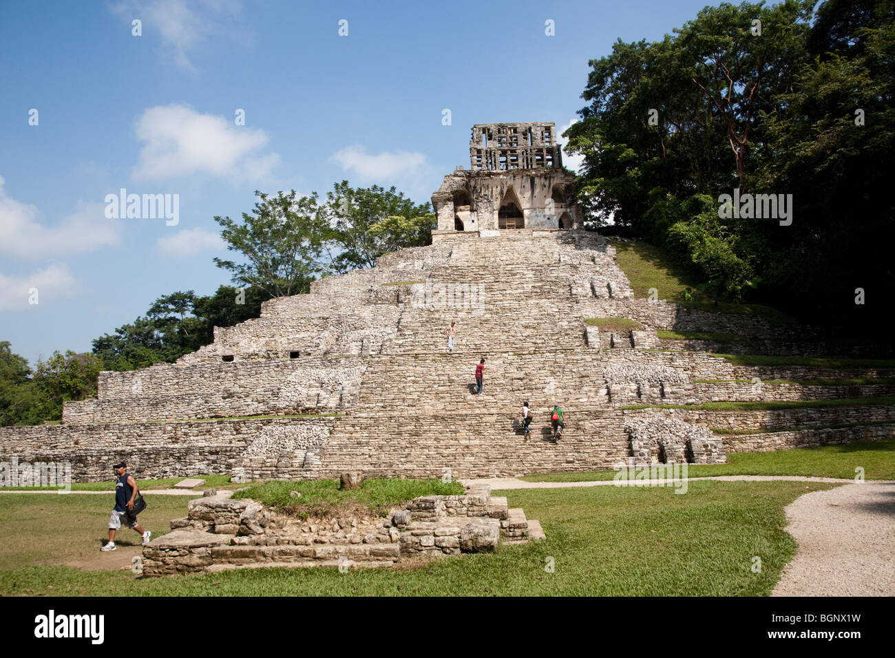 Temple of the Cross, Palenque Archaeological Site, Chiapas Mexico Stock ...