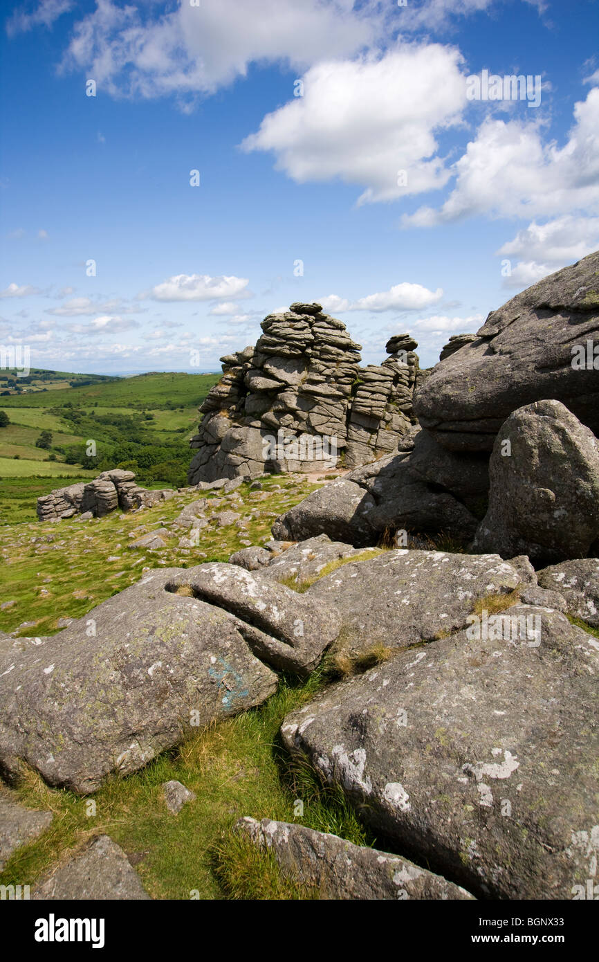 Hound Tor, a heavily weathered granite outcrop on Dartmoor National ...
