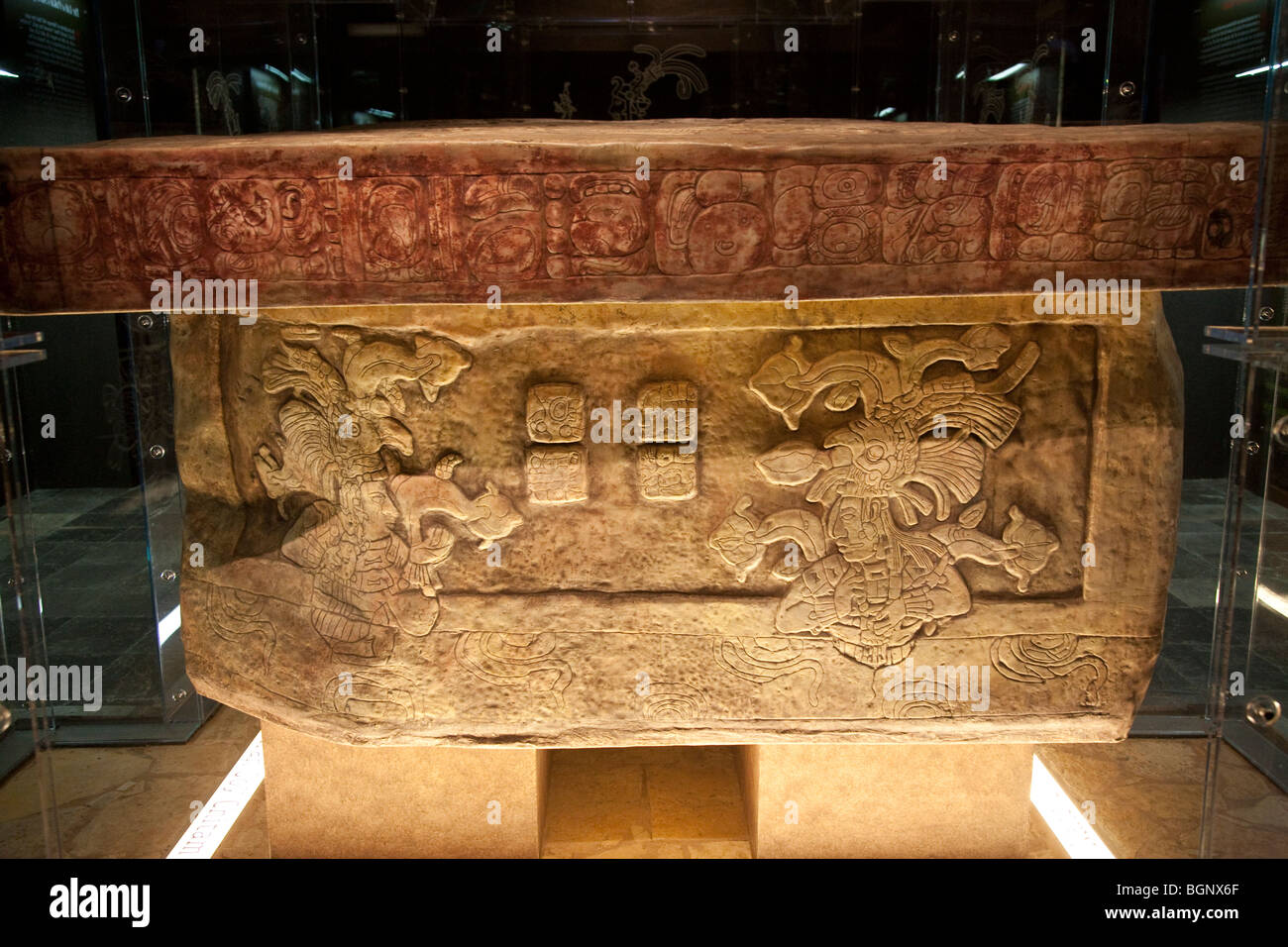 Copy of Pacal's sarcophagus. Palenque Archaeological Site Museum ...