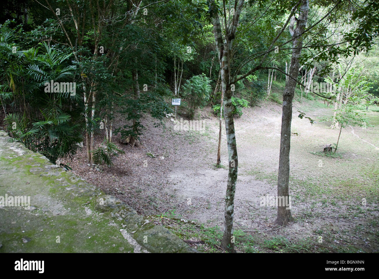 Former Moat. Becán Maya Ruins archaeology site, Campeche Mexico Stock ...
