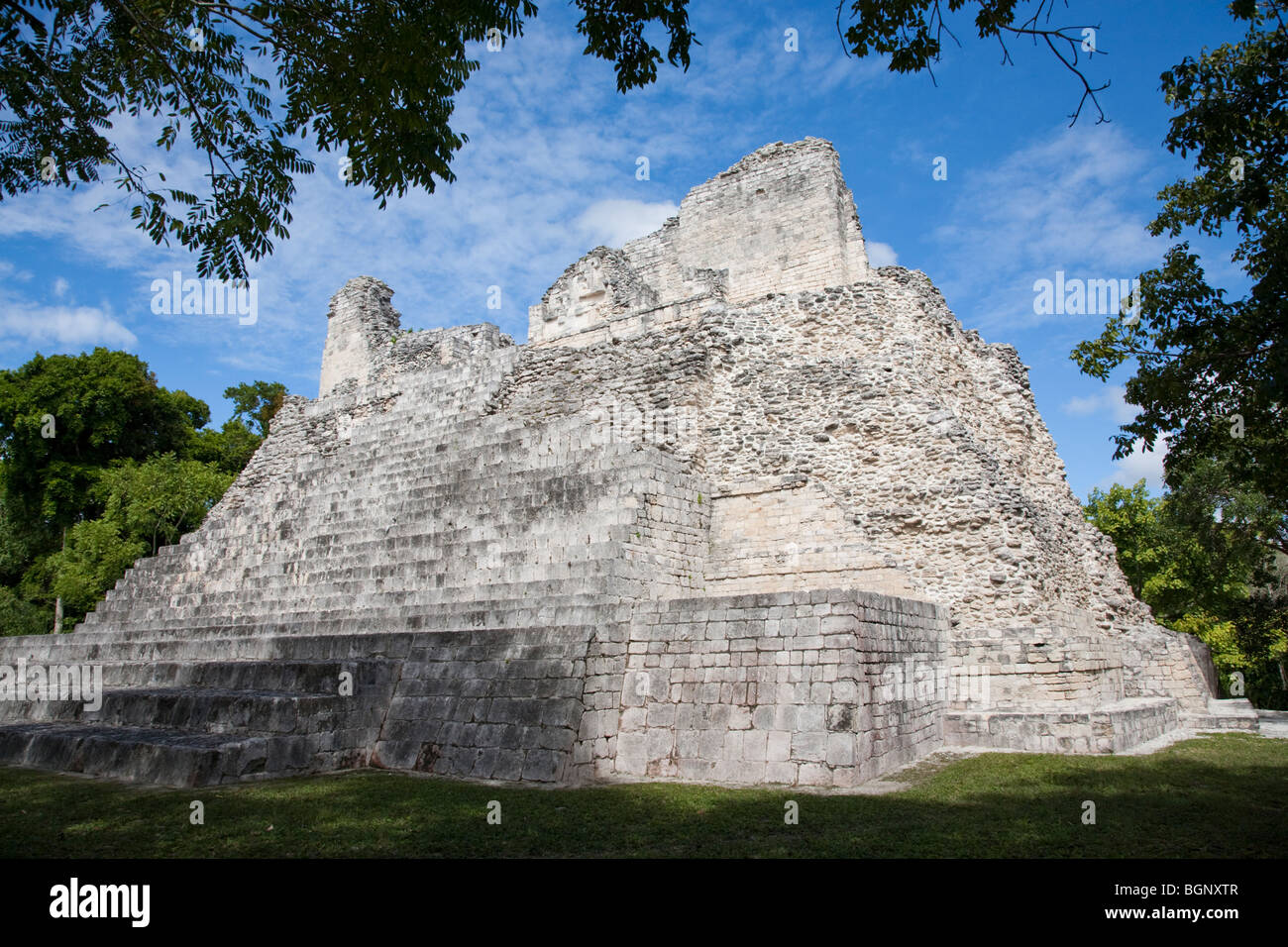 Structure IV. Becán Maya Ruins archaeology site, Campeche Mexico Stock ...