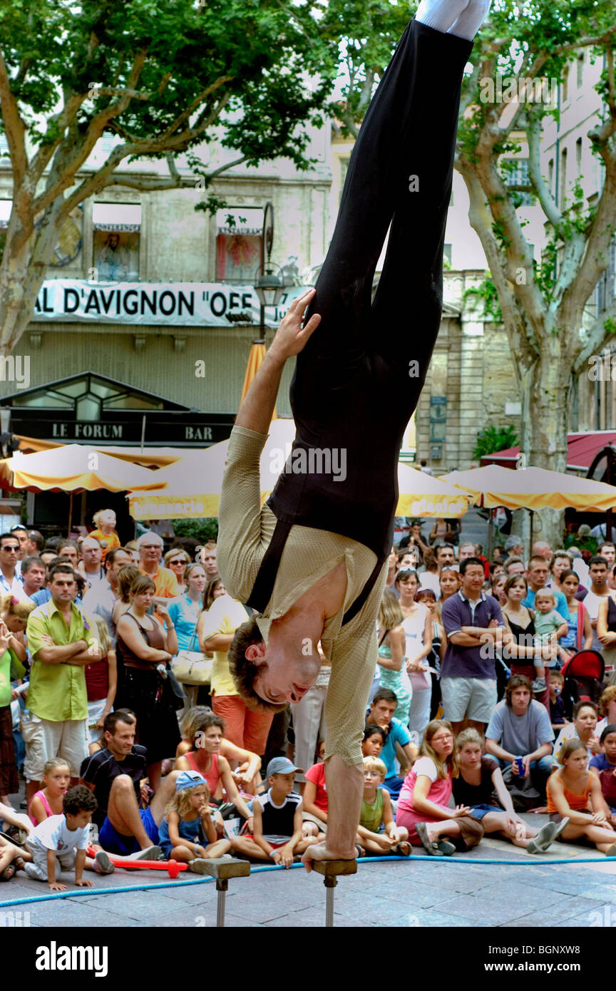 Avignon, France, Crowd Watching Street Acrobat Performers During Summer ...
