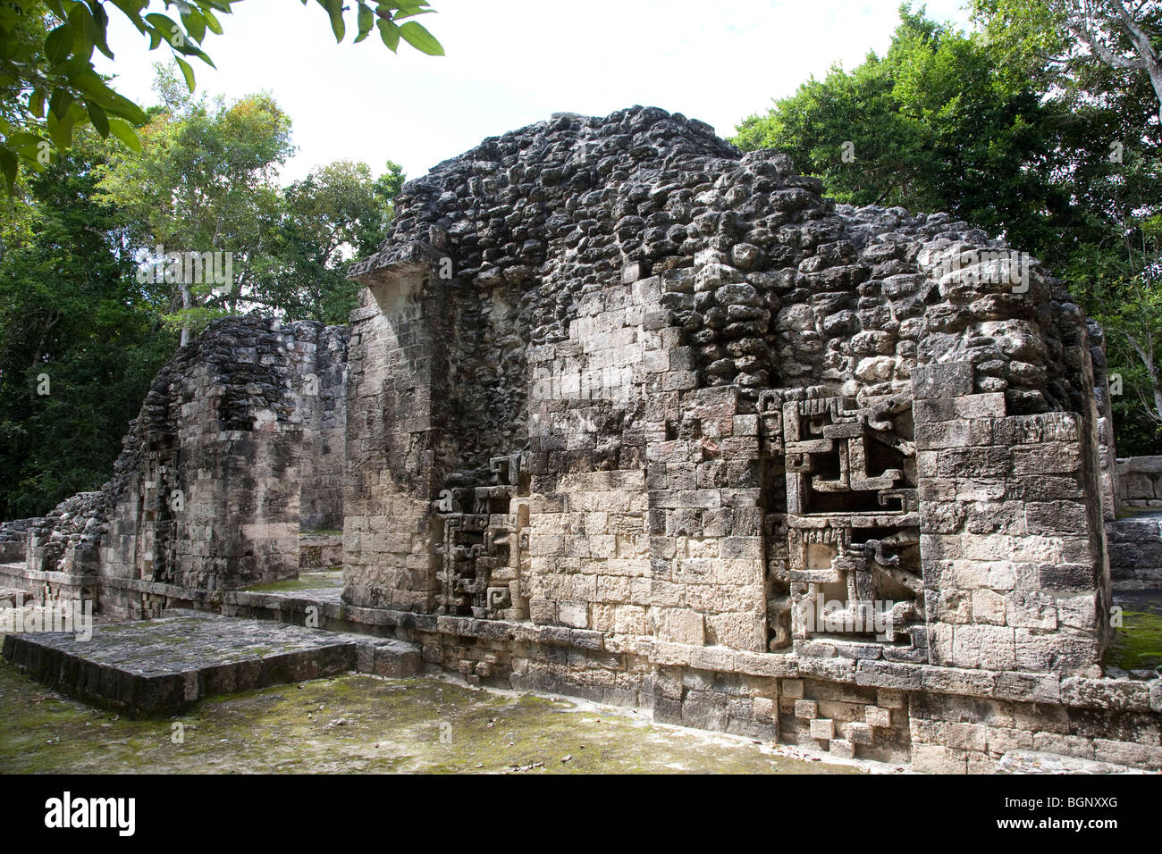 Structure XI. Chicanná Maya Ruins archaeology site, Campeche Mexico ...