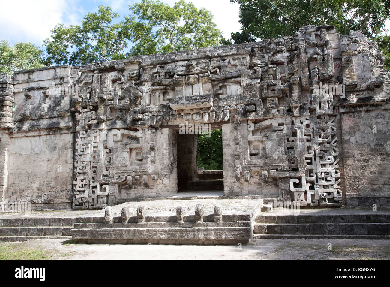 Structure II. Chicanná Maya Ruins archaeology site, Campeche Mexico ...