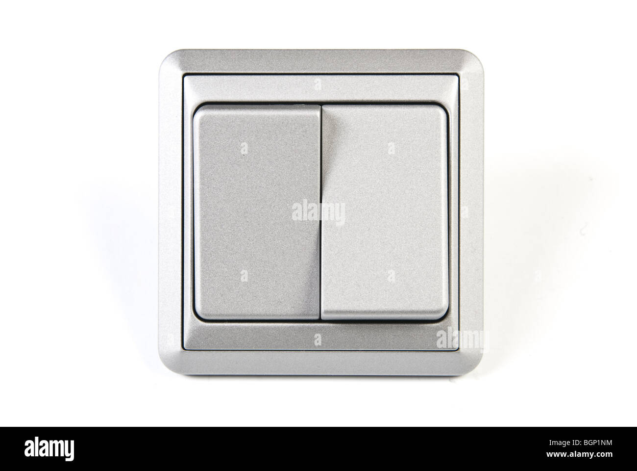 silver double light switch isolated on white background Stock Photo - Alamy
