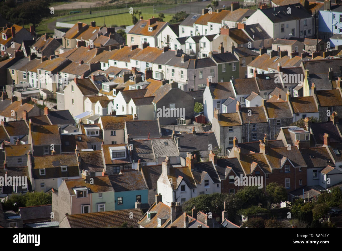 a high level view of houses in a village or town Stock Photo - Alamy