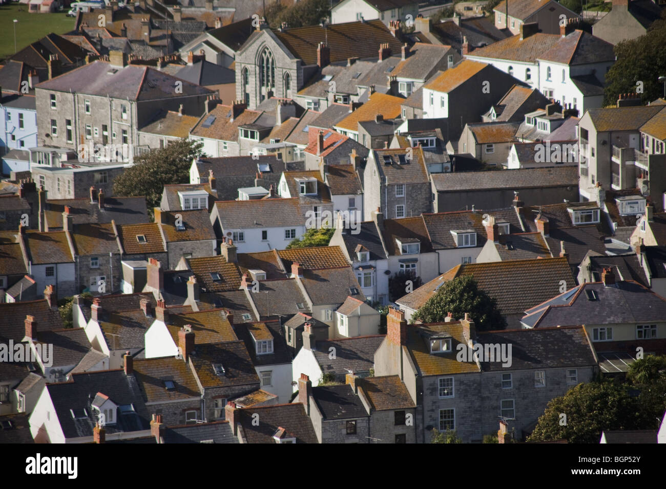 a high level view of houses in a village or town Stock Photo - Alamy