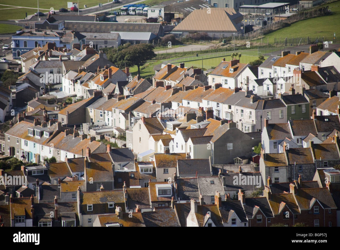 a high level view of houses in a village or town Stock Photo - Alamy