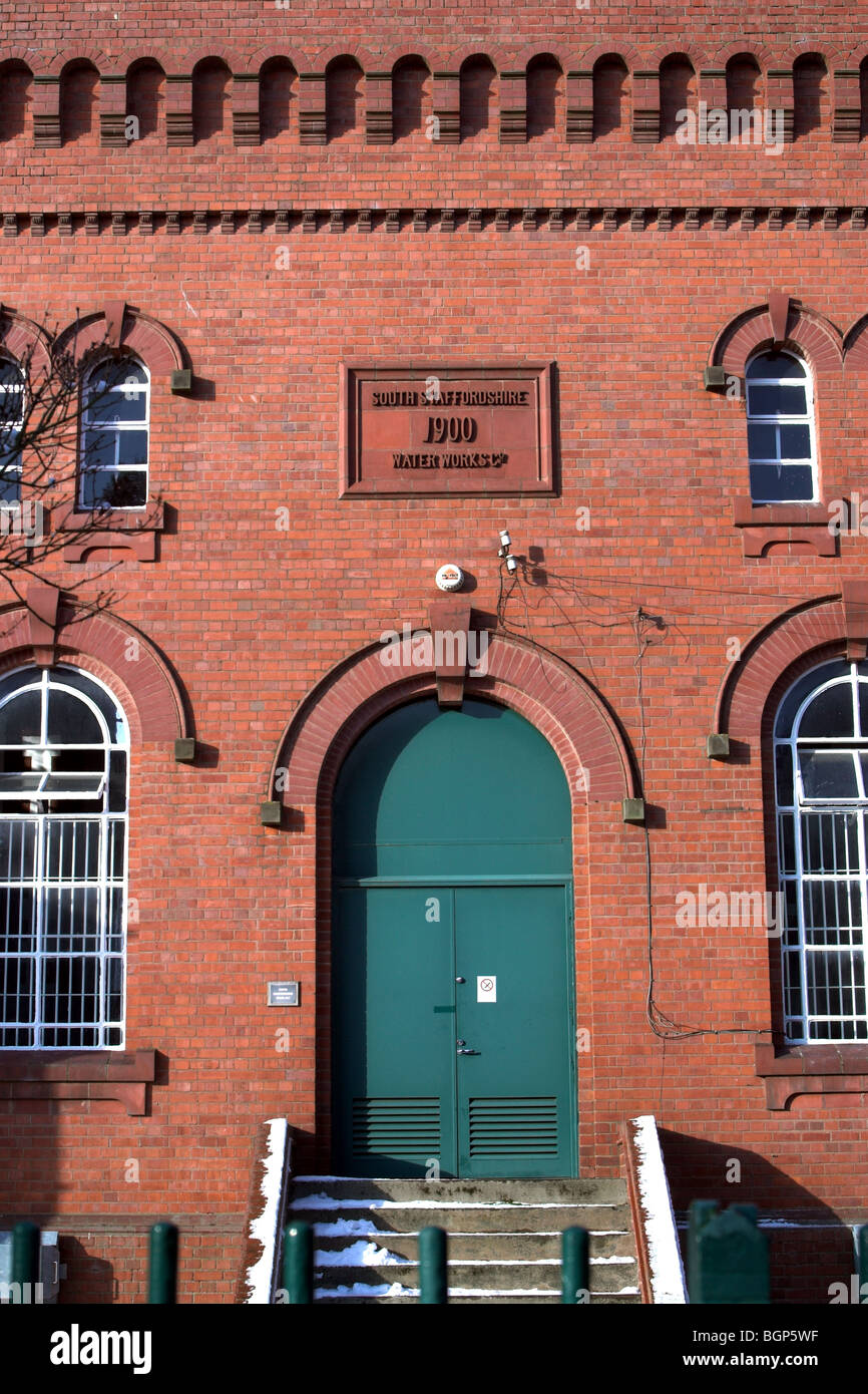 Waterworks building with plaque. Hinksford. UK Stock Photo - Alamy