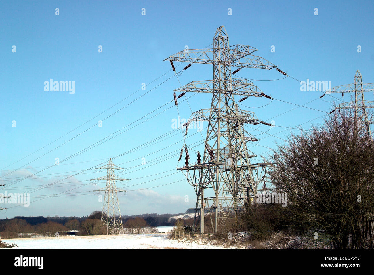 Electricity pylons covered in snow hi-res stock photography and images ...