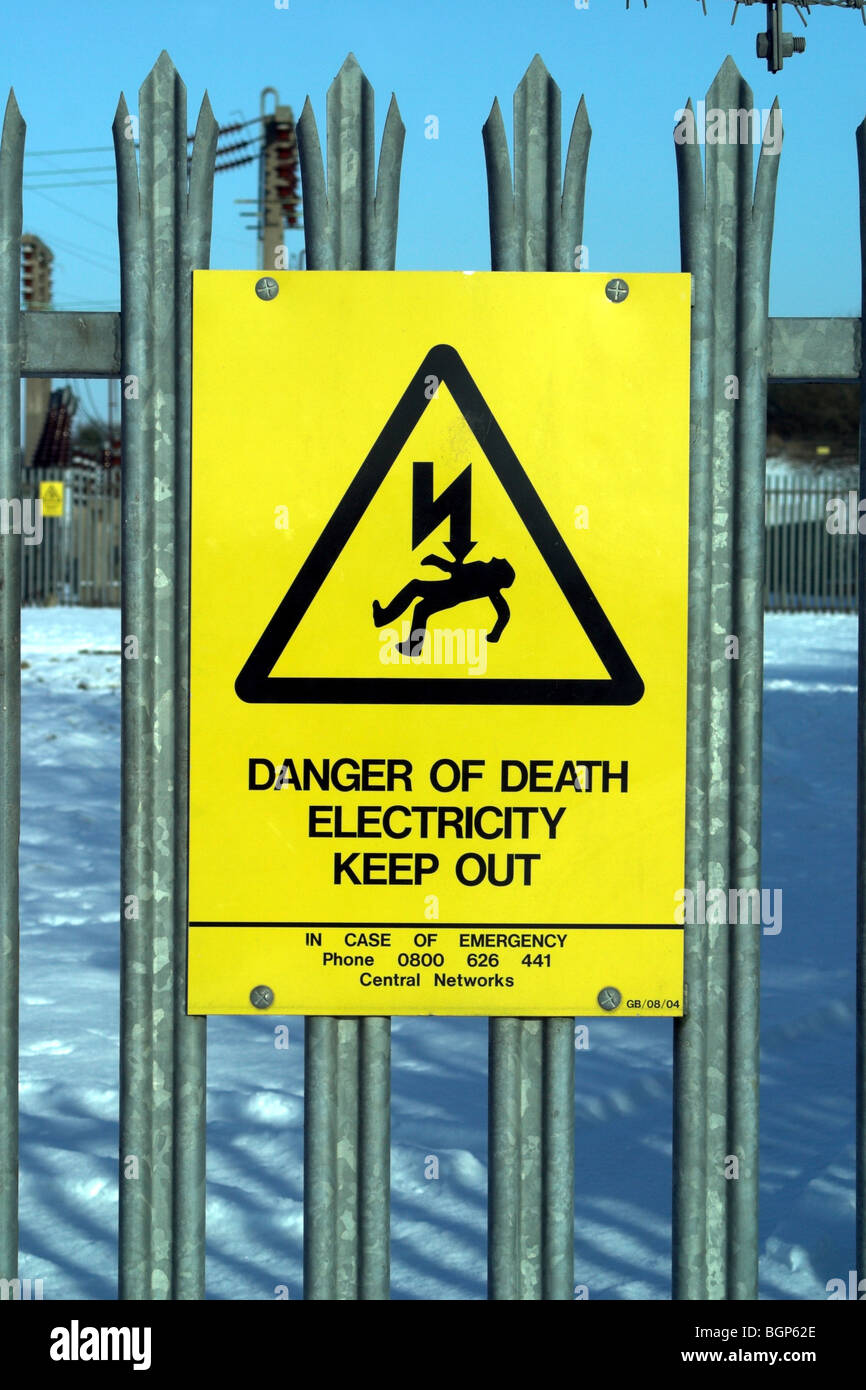 Danger sign of death sign near electricity sub station. UK Stock Photo ...