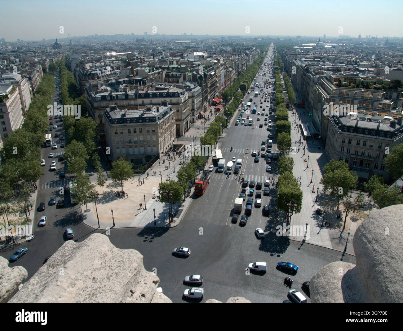 Panoramic view of Paris as seen from the top of the Arc de Triomphe ...