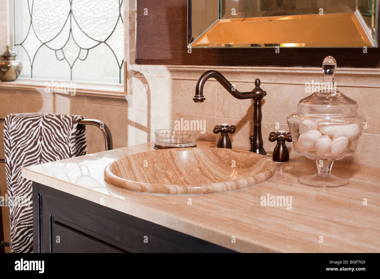 Water tap in a marble bathroom hi-res stock photography and images - Alamy