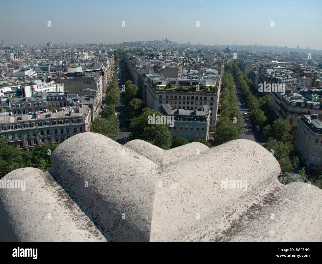 Panoramic view of Paris as seen from the top of the Arc de Triomphe ...