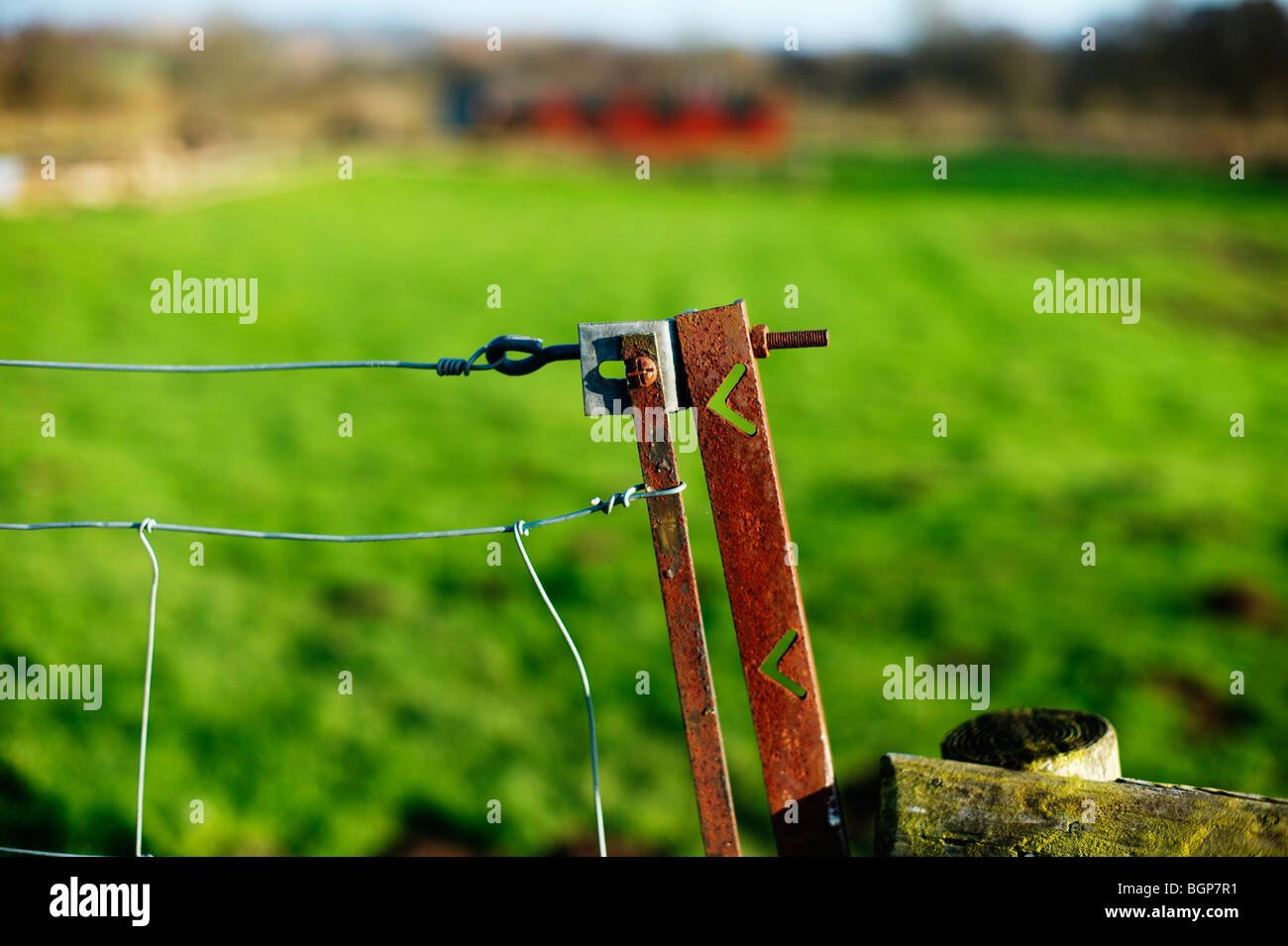 a fence with wire on a farm Stock Photo - Alamy