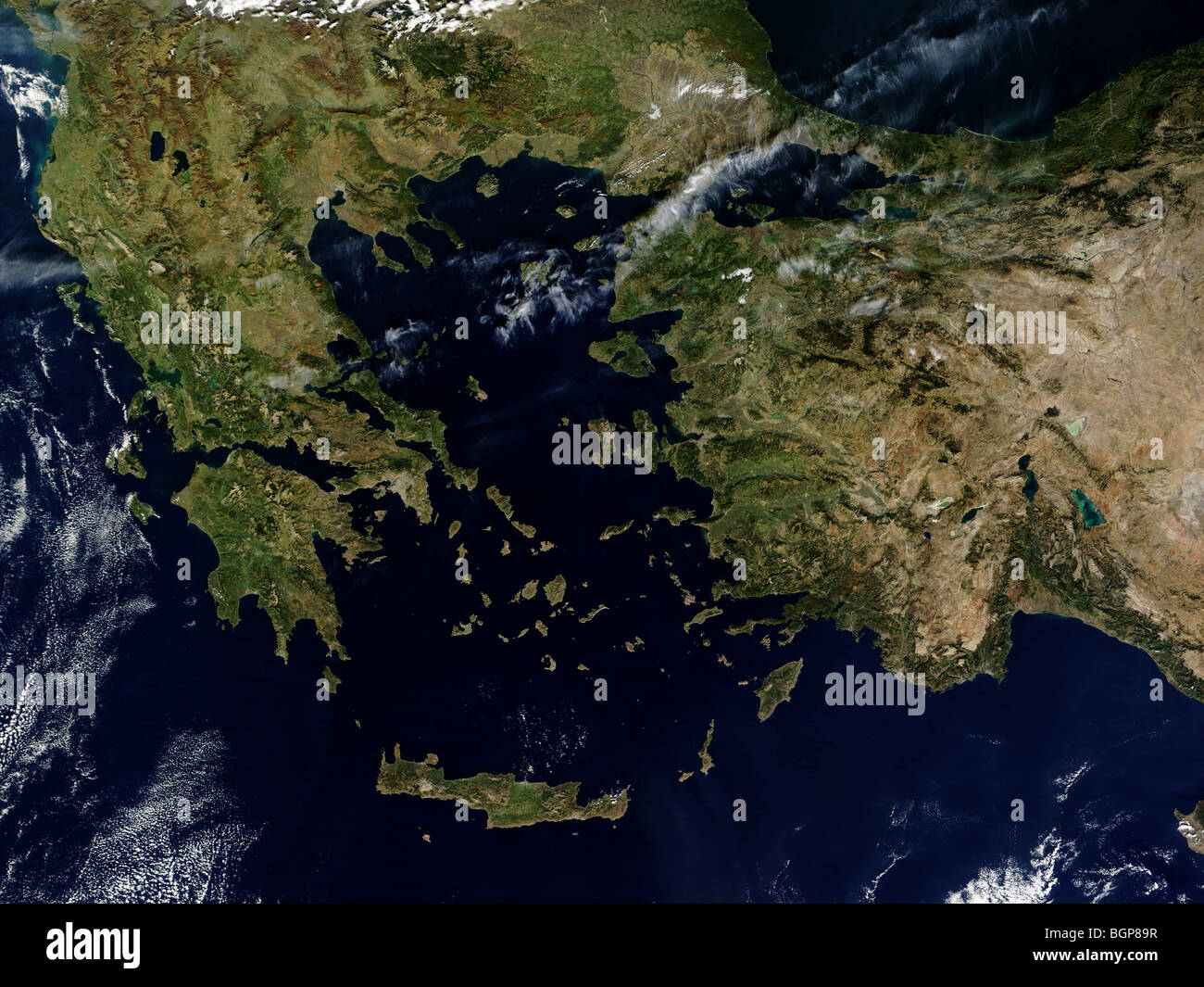 Satellite image of Turkey and Greece Stock Photo - Alamy