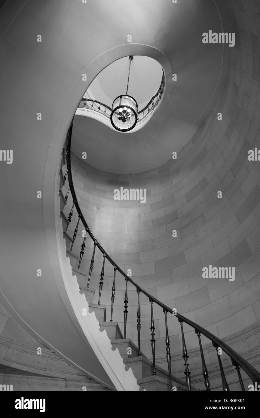 Staircase in historic building, Hamilton Building, Winnipeg, Manitoba ...