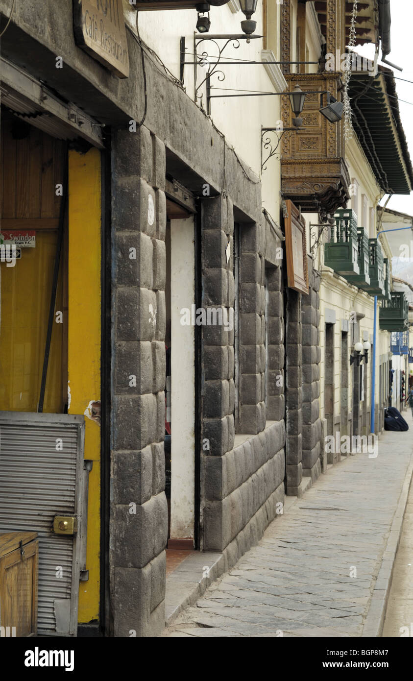 Colonial buildings on Inca foundations on San Augustin, Cusco, Cuzco ...