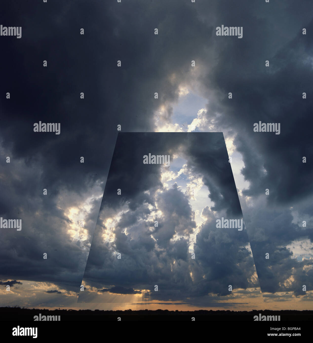 computer enhanced clouds with mirror reflection Stock Photo - Alamy