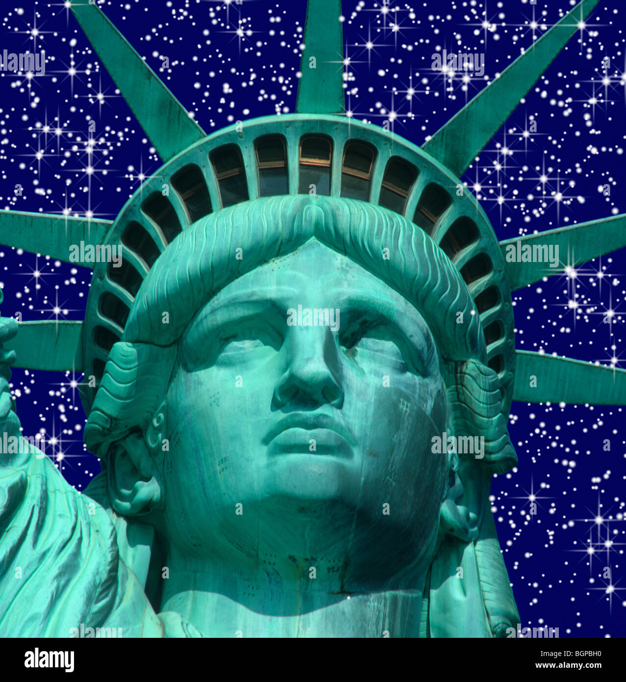 Statue of Liberty and night stars Stock Photo - Alamy