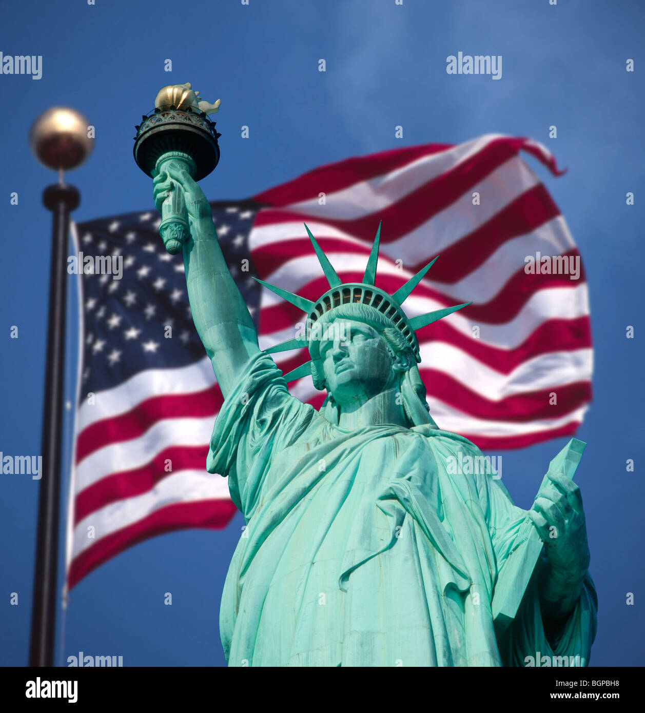 Statue of Liberty and American flag Stock Photo - Alamy