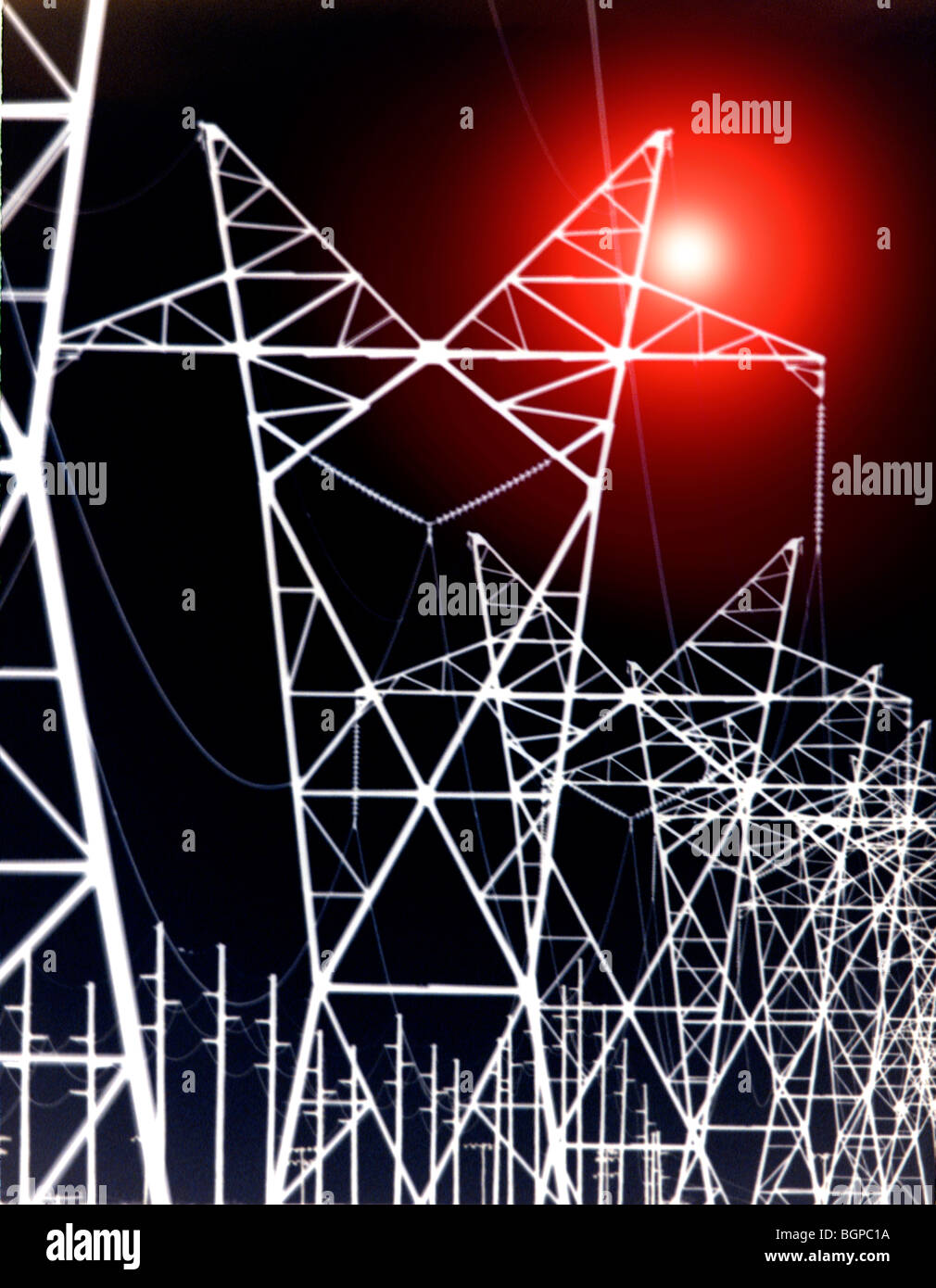 computer enhanced high voltage transmission power lines in Florida USA ...