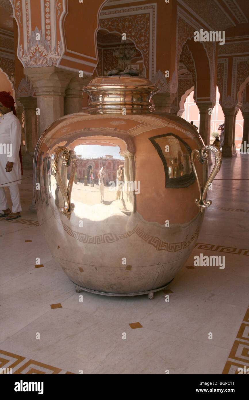 One of the two huge silver jars (Gangajali) made of 14,000 silver coins ...