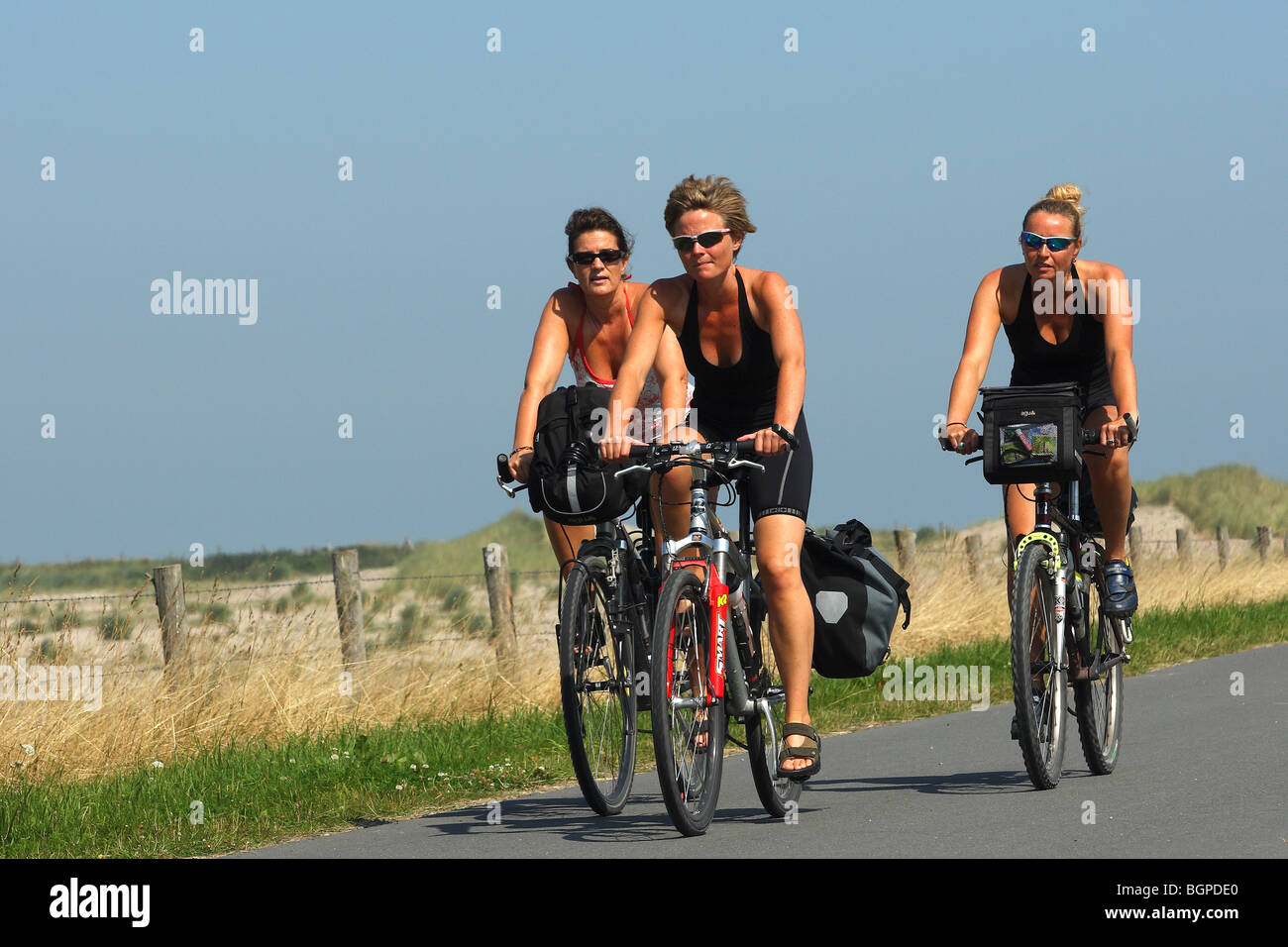 Bikers, Belgian coast Stock Photo - Alamy