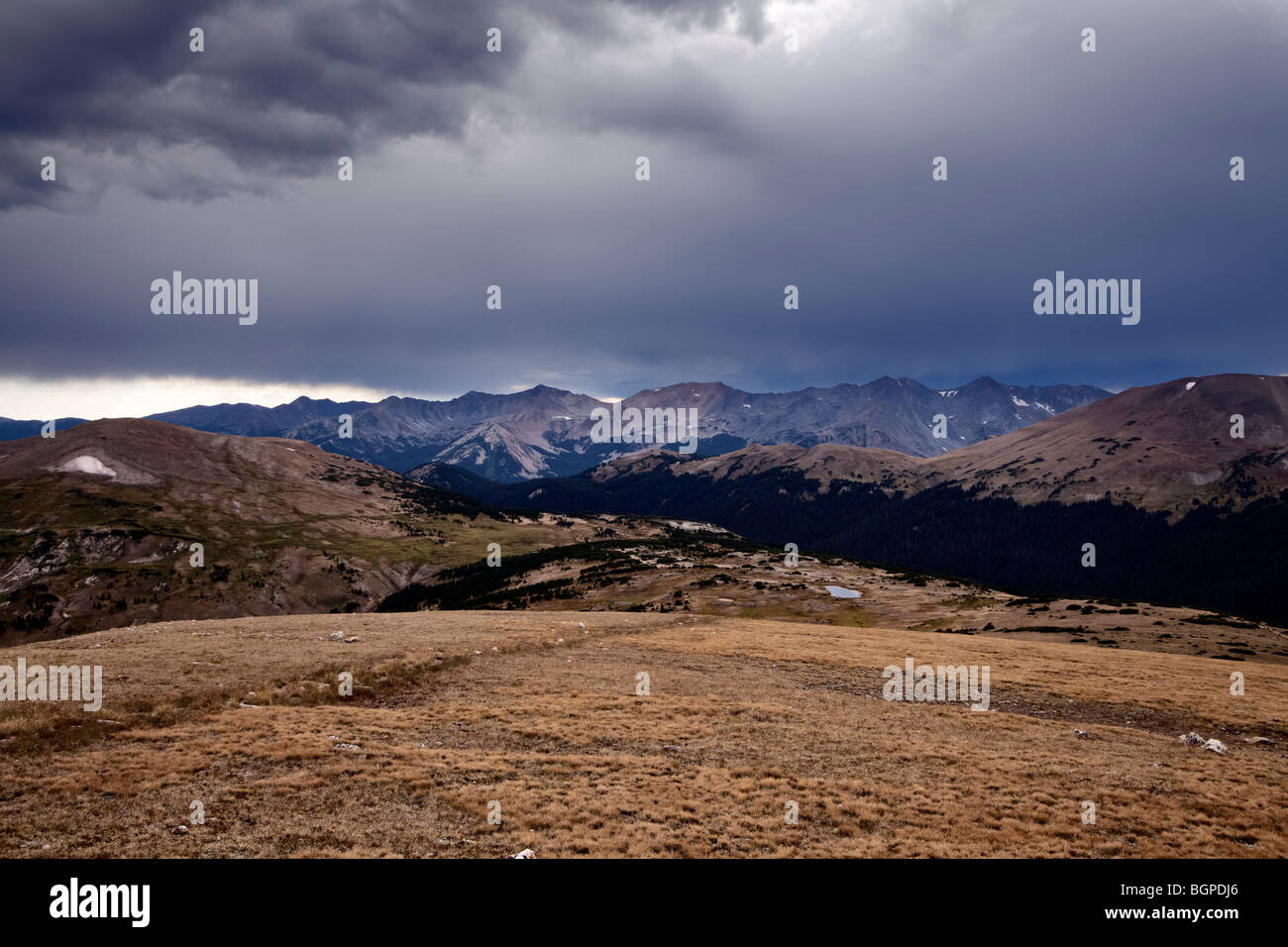 A view of the Rocky Mountains from Trail Ridge Road in Colorado, USA ...