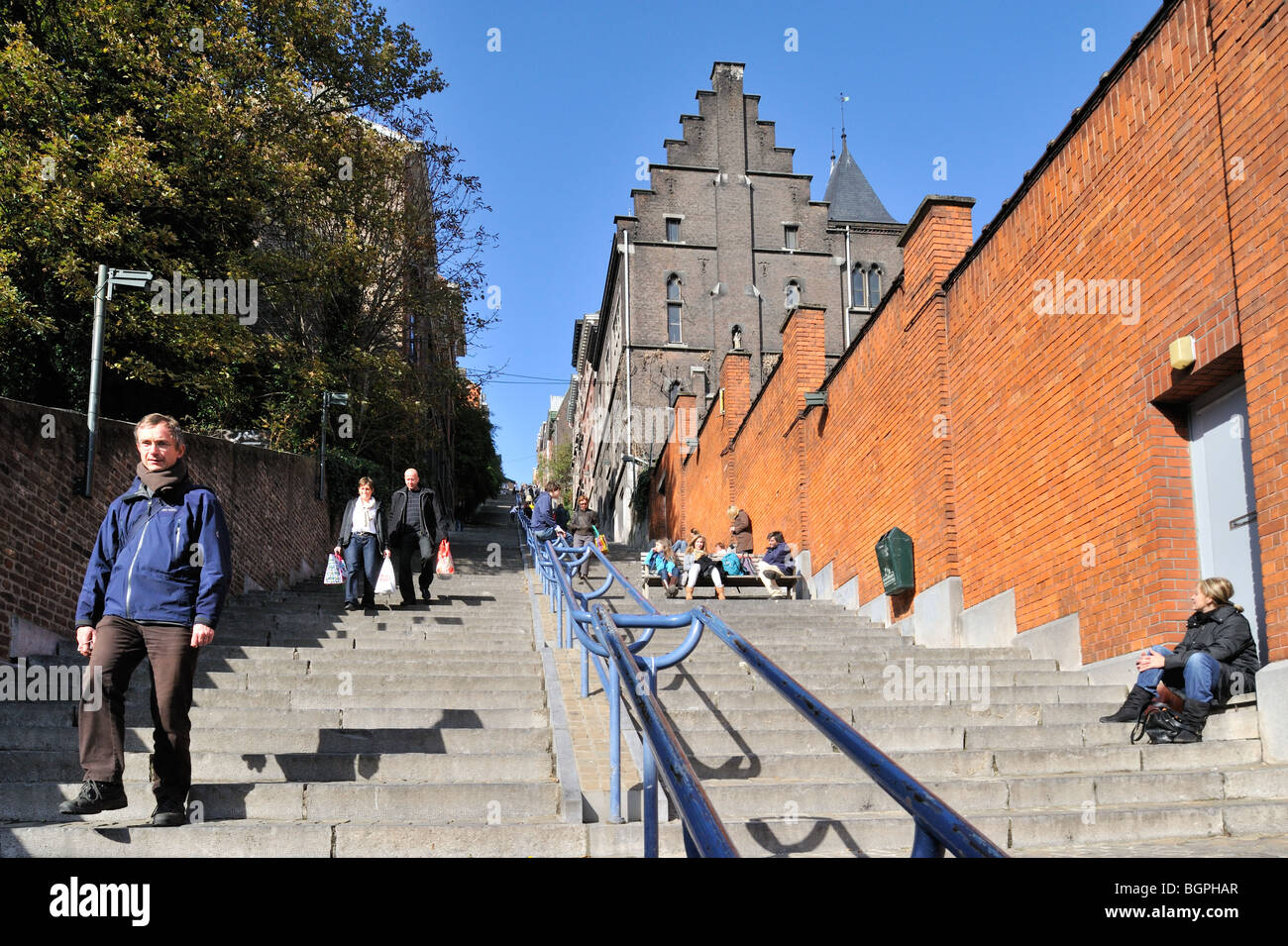 The stairway Montagne de Bueren counts 374 steps, Liège, Belgium Stock ...