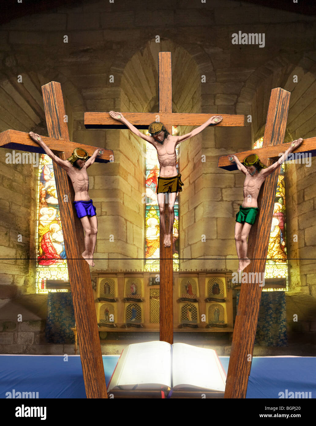 Jesus on the cross, Holy Island, Bewick, England Stock Photo - Alamy