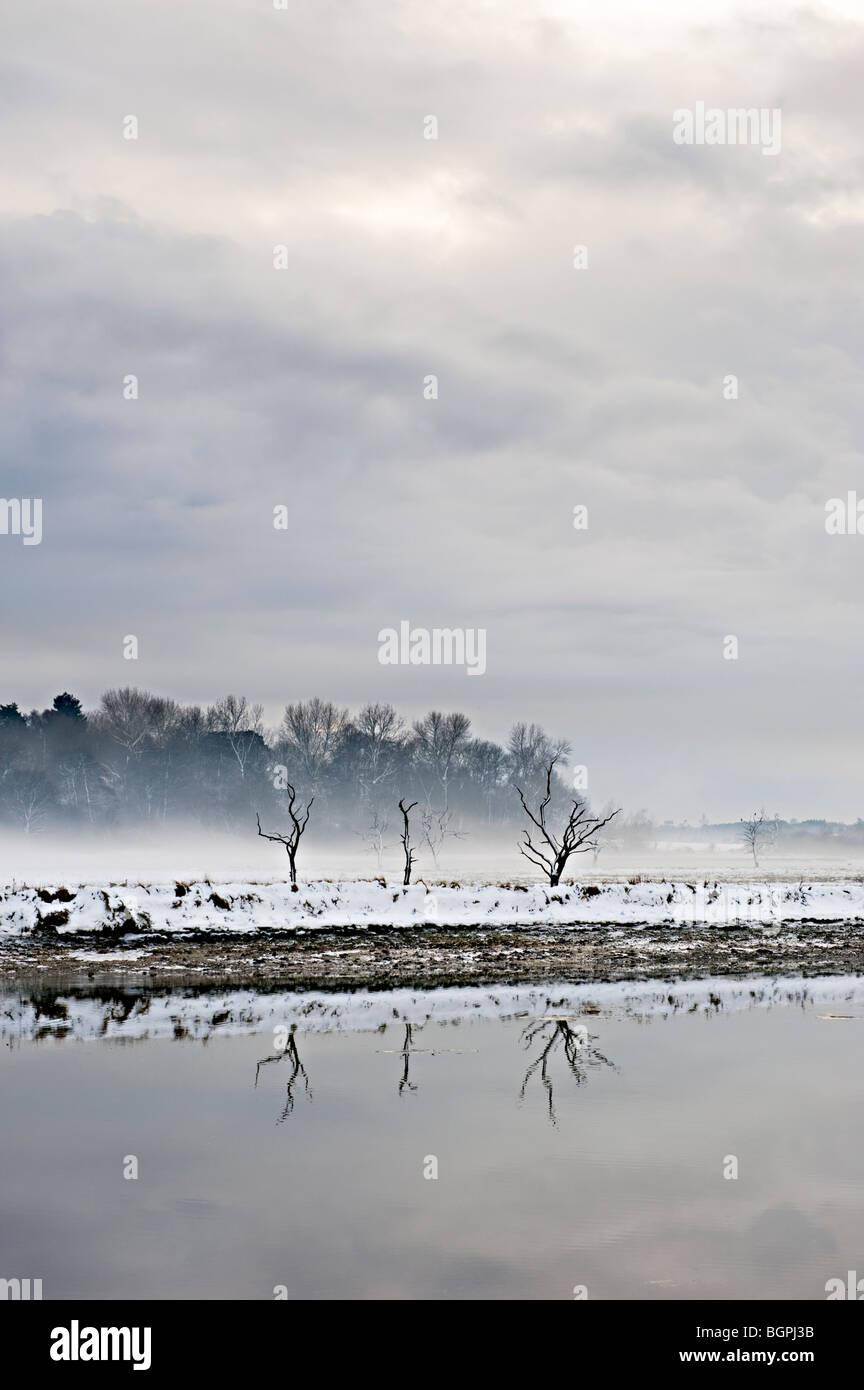 Winter snow Suffolk landscape River Deben Woodbridge Melton Suffolk UK ...