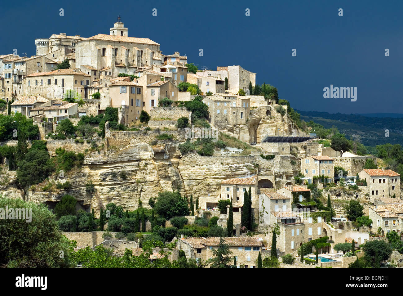 The village Gordes in the Luberon mountains of the Vaucluse, Provence ...